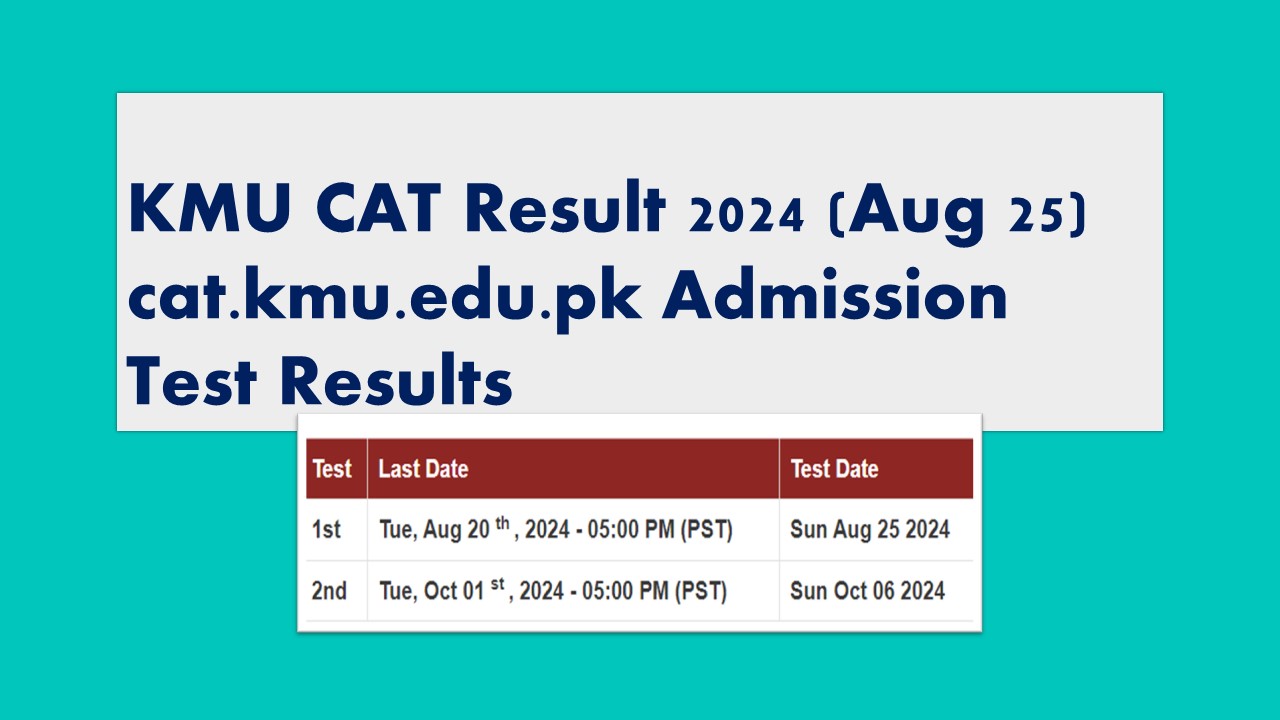 KMU CAT Result 2024 (Aug 25) cat.kmu.edu.pk Admission Test Results
