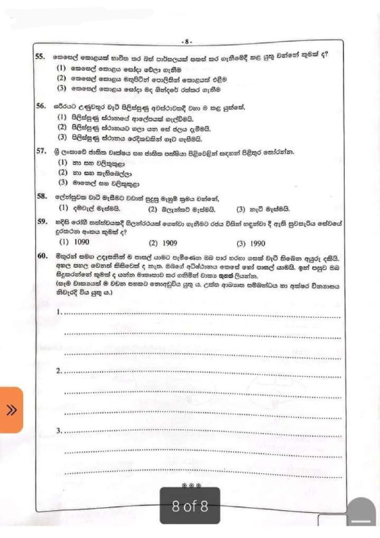 Grade 5 Scholarship Exam Paper Answer 2024 Download Pdf Grade 5 Answer ...