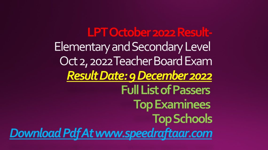 LPT October 2022 Result | PRC List of LPT Passers Topnotchers ...