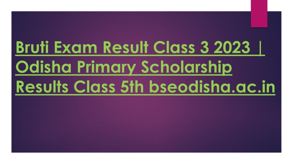 Bruti Exam Result Class 3 2024 | Odisha Primary Scholarship Results ...