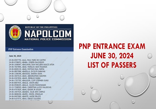 Out-June 2024 PNP Entrance Exam Result List of Passers| 1st 2nd 3rd 4th ...