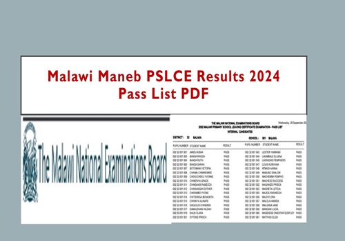 OUT-Malawi PSLCE Results 2024| Maneb PSLCE Pass List PDF Download