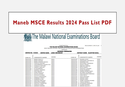 Maneb MSCE Results 2024 {Link}| Malawi Msce Pass List Download PDF