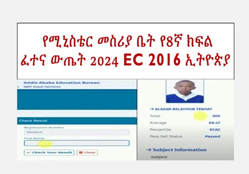 (Link) aa.ministry.et Grade 8 Result 2016| ሚኒስቴር ውጤት 8 2024 Ethiopia ...