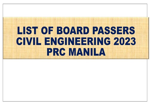 List of Board Passers Civil Engineering 2023 PRC Board Manila