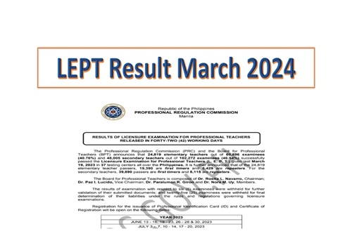 Link-LEPT Results 2024 (17 March)| Elementary Secondary List Of ...