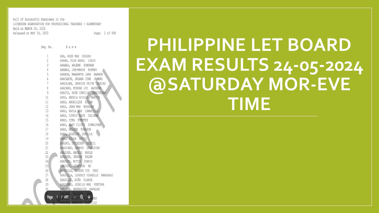 Philippine LET Board Exam Results 24-05-2024 @Friday Mor-Eve Time