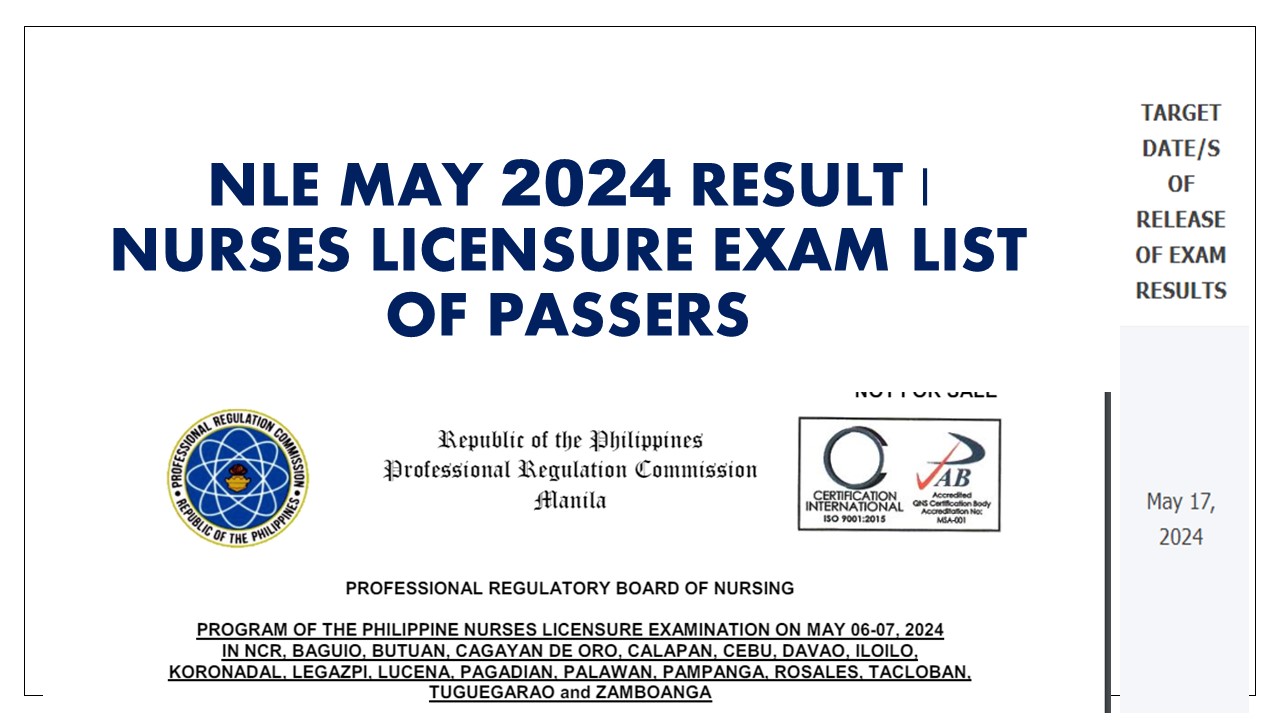 NLE May 2024 Result Announced | Nurses Licensure Exam List of Passers