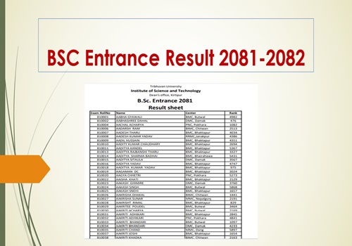 BSC Entrance Result 2081/2082 www.tuiost.edu.np|Tribhuvan University ...