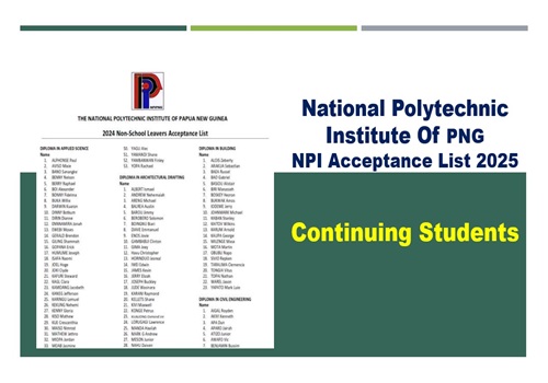 {Out}National Polytechnic Institute PNG Acceptance List 2025| NPIPNG ...