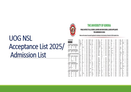 UOG NSL Acceptance List 2025 Admission List www.unigoroka.ac.pg PDF ...