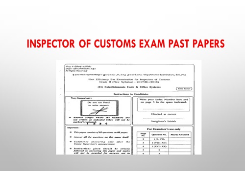 Inspectors Of Customs Past Papers Sri Lanka Download New Syllabus 2023/ ...