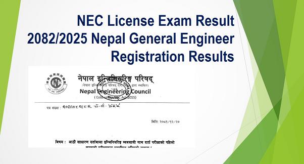 NEC License Exam Result 2082/2025 Nepal General Engineer Registration ...