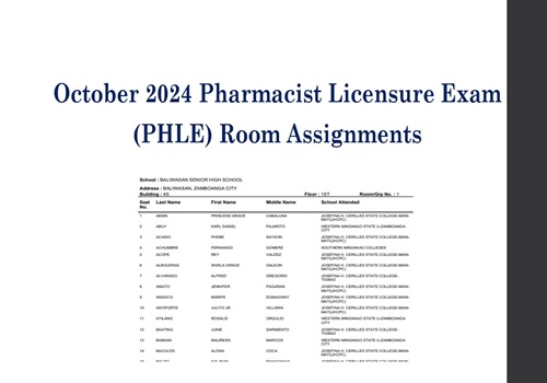 OUT-October 2024 PRC Pharmacist Licensure Exam Room Assignments| PHLE ...