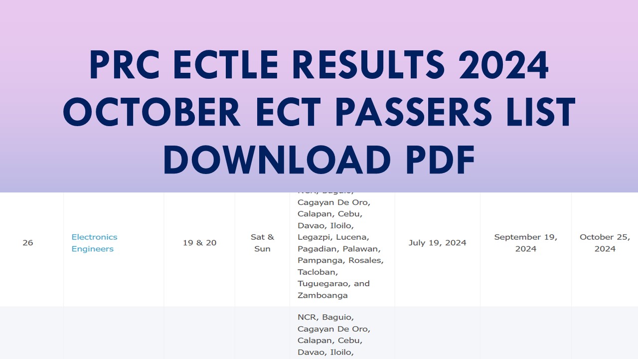 PRC ECTLE Results 2024 October ECT Passers List Download Pdf