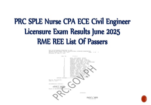 PRC SPLE Nurse LET CPA ECE Civil Engineer Licensure Exam Results June ...