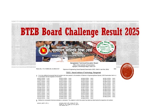 BTEB Board Challenge Results 2025| Diploma Engineering Board Challenge ...