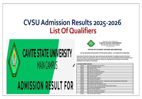 Link-CVSU Entrance Exam Results 2025 Admission List Of Qualifers ...