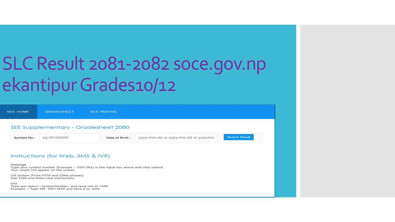 SLC Result 2081-2082 soce.gov.np SEE Result 2025 ekantipur/sparrow see ...