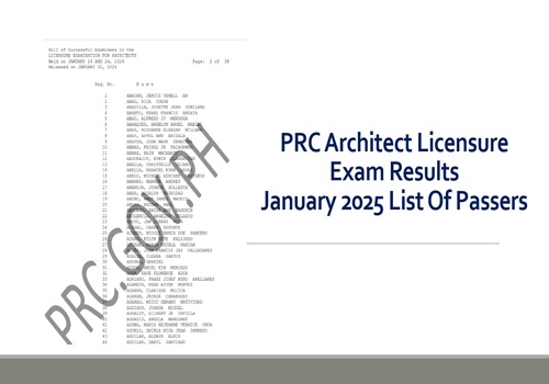 PRC Architect Licensure Exam Result January 2025-Link| ALE Results List ...