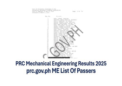 PRC MELE Results February 2025 Passers| Mechanical Engineering Result ...
