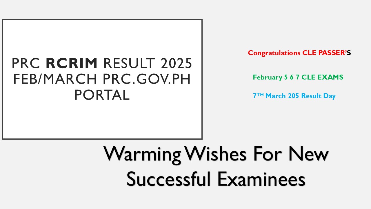 PRC RCrim Result 2025 Feb/March prc.gov.ph portal