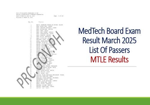 Out-Medtech Board Exam March 2025 Result List Of Passers @prc.gov.ph ...