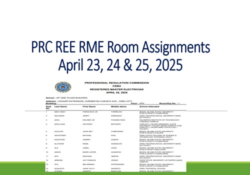 Out-PRC REE RME Room Assignment April 2025| REE & RME Board Exam Room ...