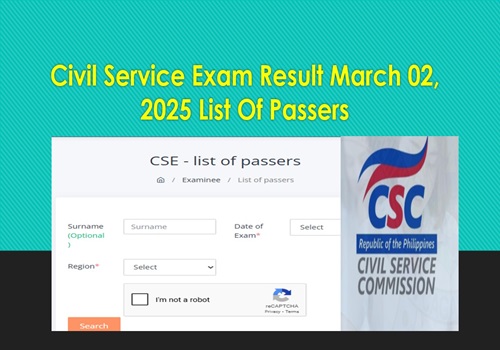 Link-Civil Service Exam Result March 02, 2025 List Of Passers csc.gov.ph