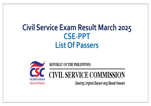 CSC Exam Result March 02, 2025 List of Passers| CSE-PPT Results OCSERGS
