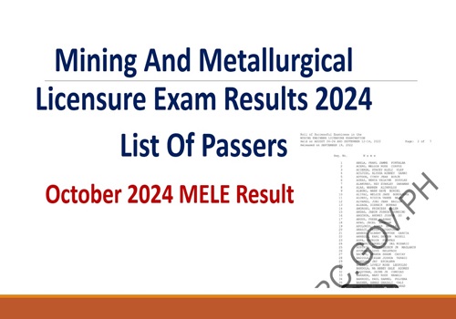 PRC Mining & Metallurgical Engineer Licensure Exam Results 2024 MELE ...