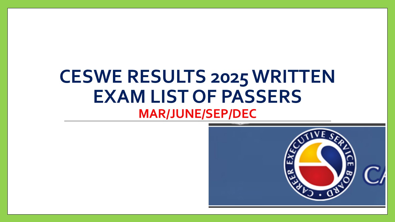 CESWE Results 2025 Written Exam List of Passers Mar/June/Sep