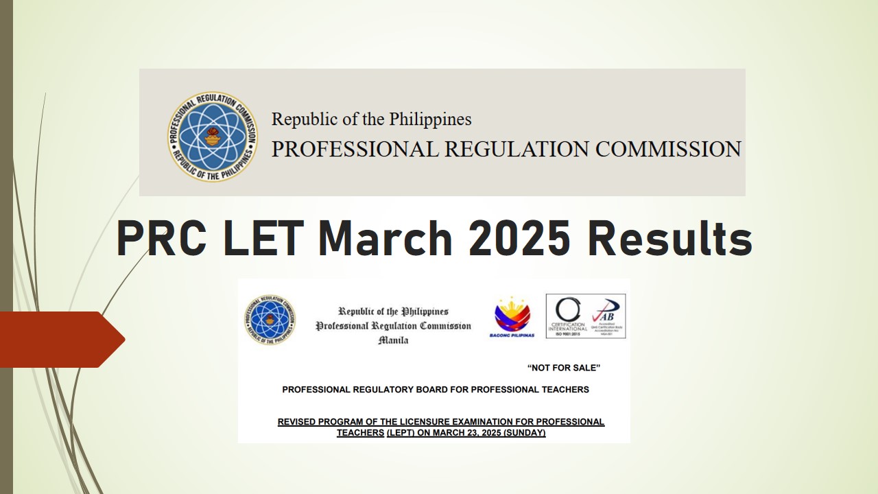 PRC LET March 2025 Results List of Passers Secondary Level