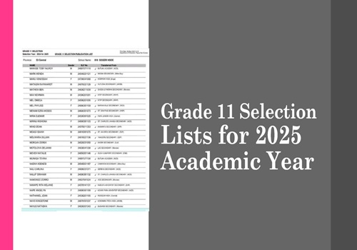 Grade 11 Selection List for 2025 academic Year Secondary Schools and ...