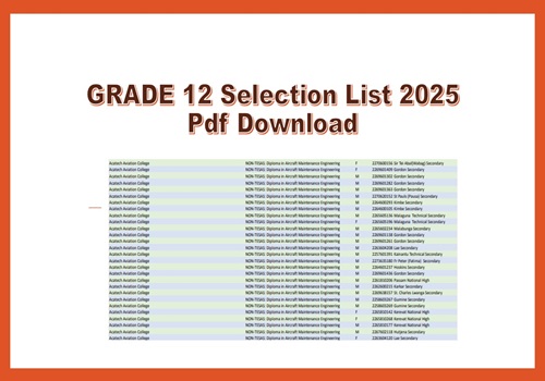 OUT-Grade 12 Selection List 2025 Pdf Download| PNG DHERST Gr 12 ...