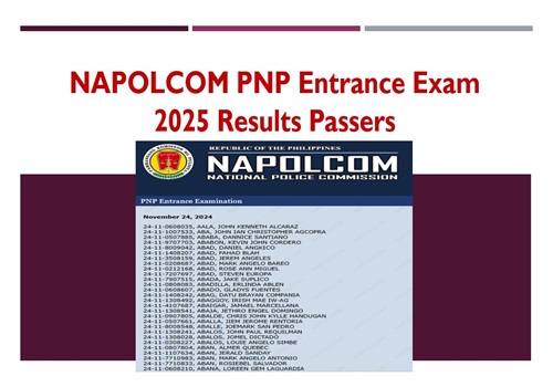 Released-NAPOLCOM PNP Entrance Exam 2025 Results List of Passers PNPE ...