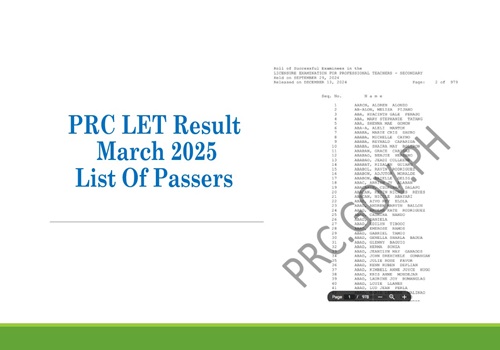 OUT-PRC LET Result March 2025 (May 23) Elementary Secondary List Of Passers