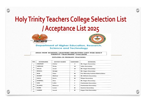 Holy Trinity Teachers College Selection List 2025 Acceptance List for ...