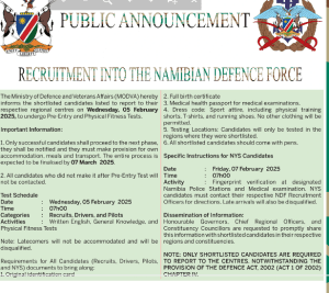 NDF Shortlisted Candidates 2025 PDF download - Latest Namibia ...
