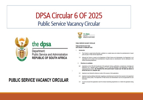 DPSA Circular 6 OF 2025 Latest Vacancy @dpsa.gov.za| Department Of ...
