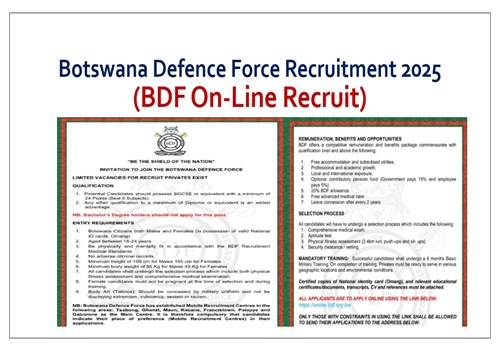 Botswana Defence Force Recruitment 2025-2026| BDF Recruitment On-Line ...