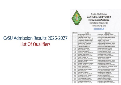 CVSU Entrance Exam Results 2026 Admission List Of Qualifiers | Cavite ...