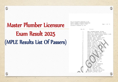 Master Plumber Exam Result July 2025 List Of Passers| MPLE Results @prc ...