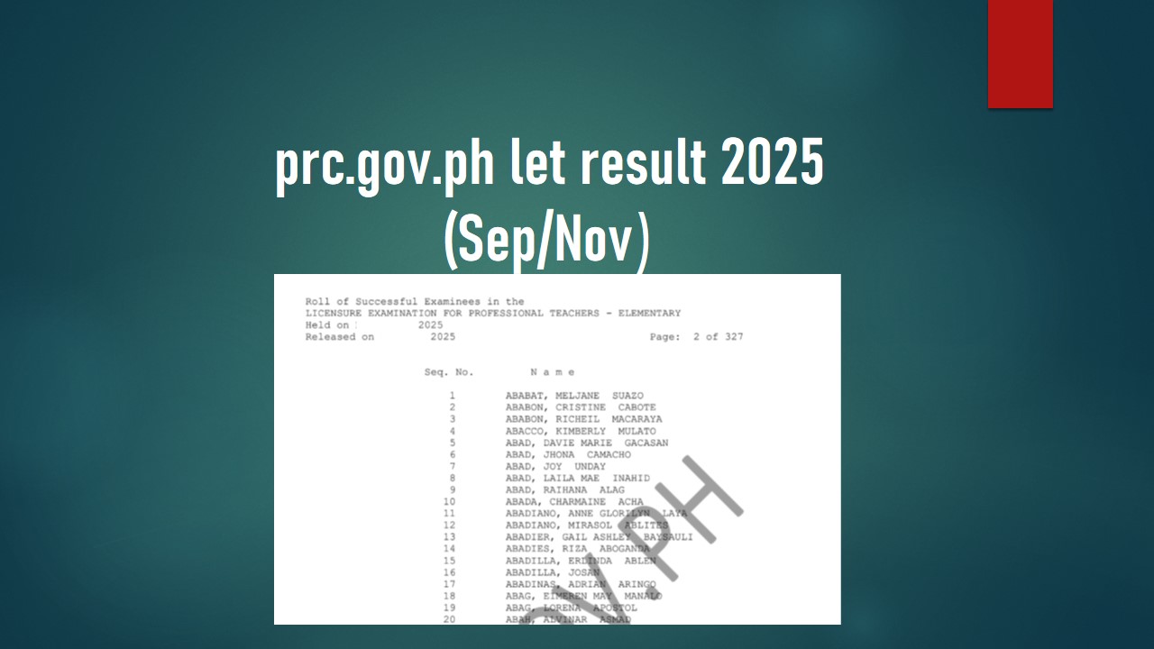 prc.gov.ph let result 2025 (Sep/Nov) December