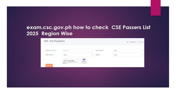 exam.csc.gov.ph how to check CSE Passers List 2025 Region 1-12
