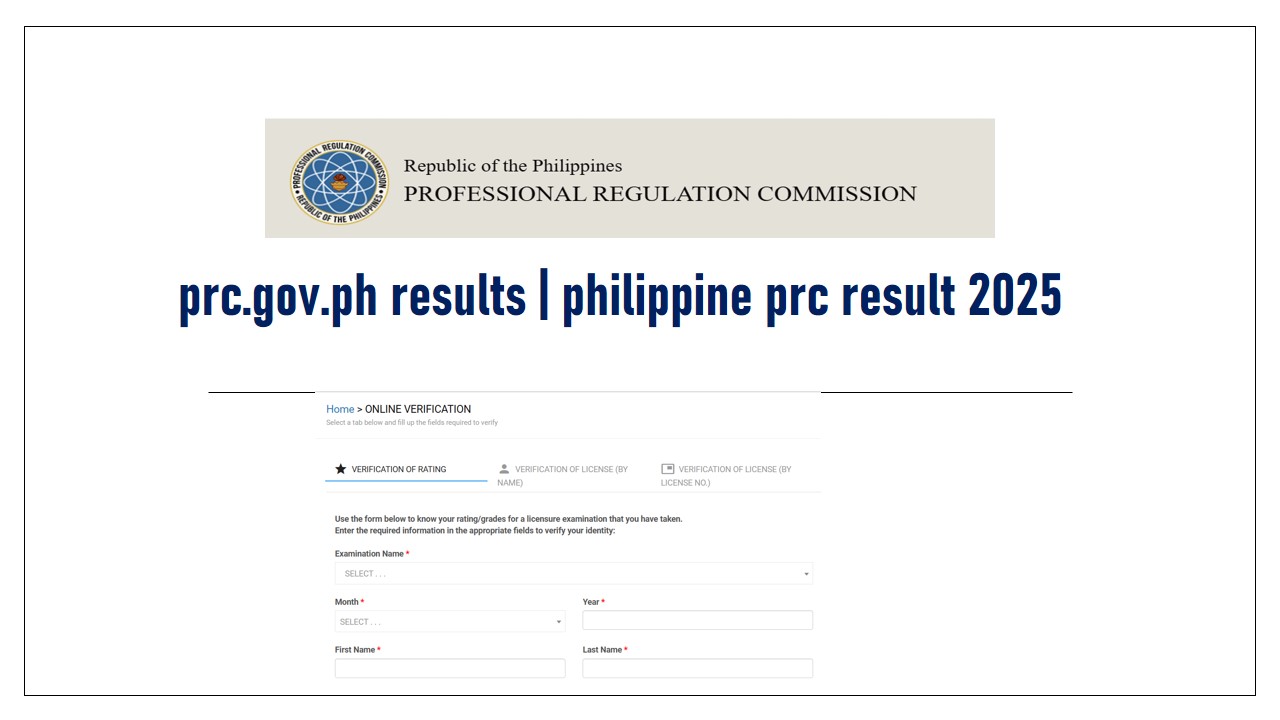 prc.gov.ph results | Philippine PRC Result 2025 & Passers List