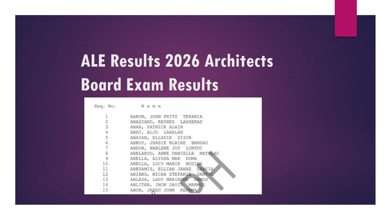 ALE Results 2026 Architects Board Exam Results & Passers List