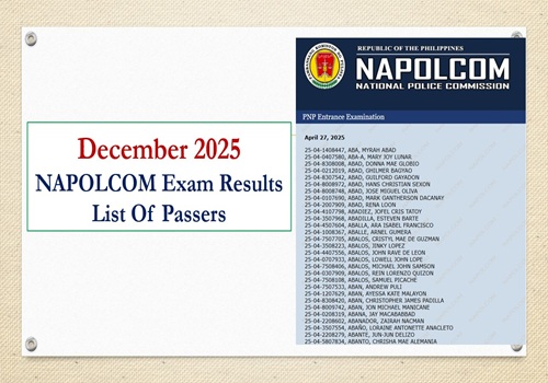 December 2025 Napolcom Exam Results List of Passers| Napolcom ...
