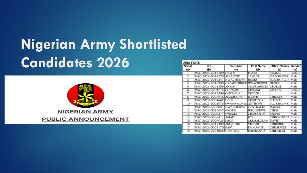 Nigerian Army Shortlisted Candidates 2026 Regular Recruits Intake ...