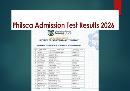 Philsca Admission Test Results 2026 (VILLAMOR, FERNANDO AIR BASE)List ...